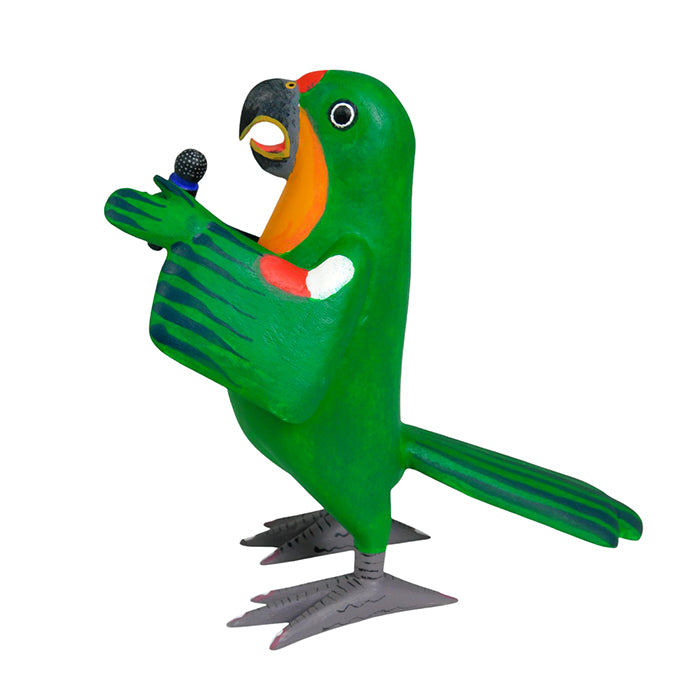 Avelino Perez: Singer Parrot Woodcarving | Sandia Folk