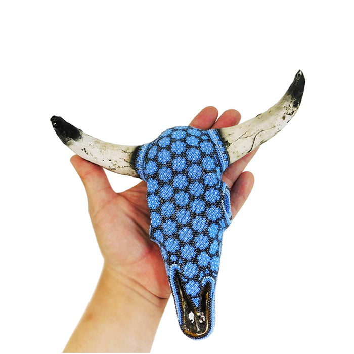 Huichol Sky Blue Bull Skull | Sandia Folk