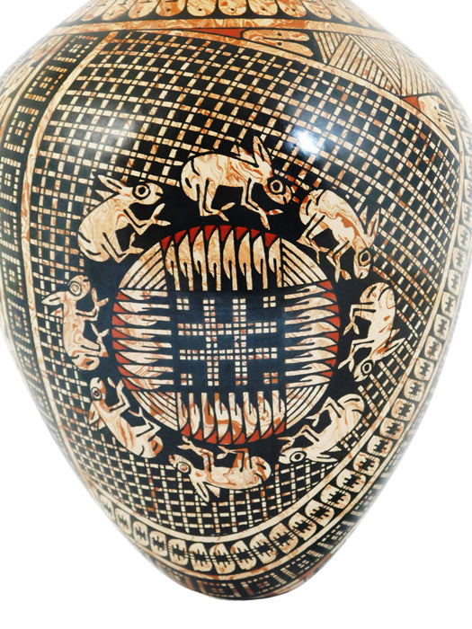 Paty Ortiz: Mythical Moon Rabbits Olla | Sandia Folk